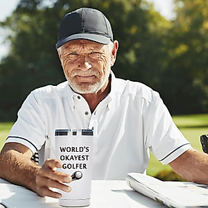 SAHIJE Golf Gifts for Men, Funny Birthday Gifts for Men Dad Husband Boyfriend, Golf Lovers Cup, World's Okayest Golfer Tumbler, USA Flag Design, 20 oz