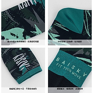 Baisky Cycling Crew Socks-Disguise Green-Training Mid Calf Socks for Biking Running Sportswear