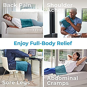 Pure Enrichment® PureRelief™ XL Heating Pad - LCD Controller with 6 InstaHeat Settings for Cramps, Back, Neck, & Shoulder Pain Relief, Moist Heat Option, Machine Washable, 12" x 24" Storage Bag (Blue)