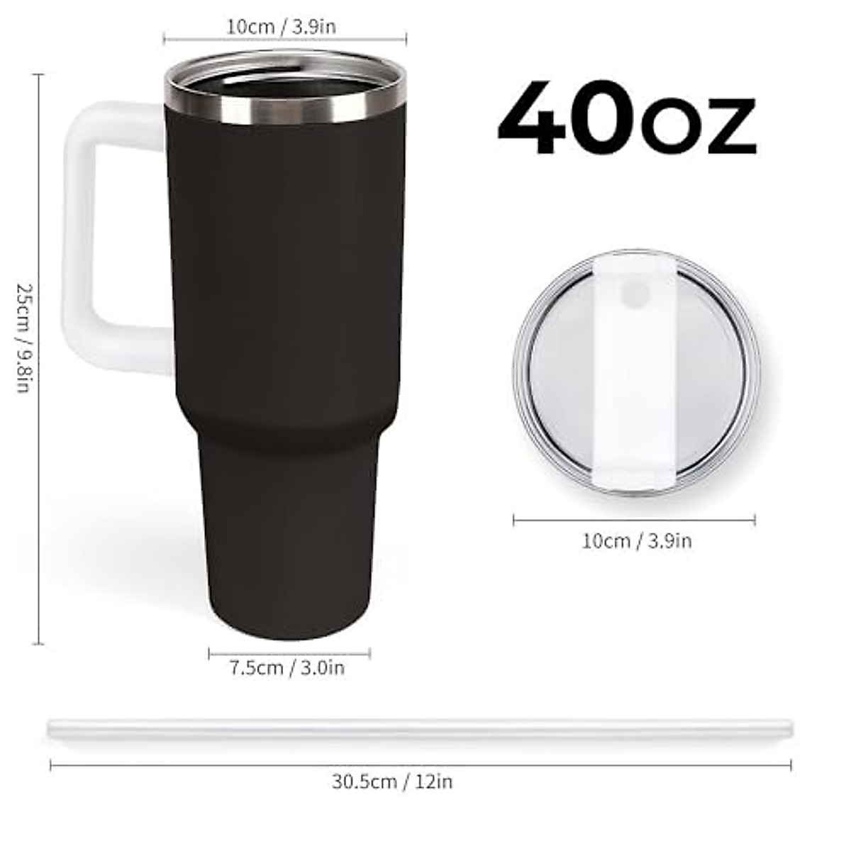 Bee Moon 40OZ Tumbler Stainless Steel Travel Mug Water Bottle Car Cup Tea Cups with Lid White-style