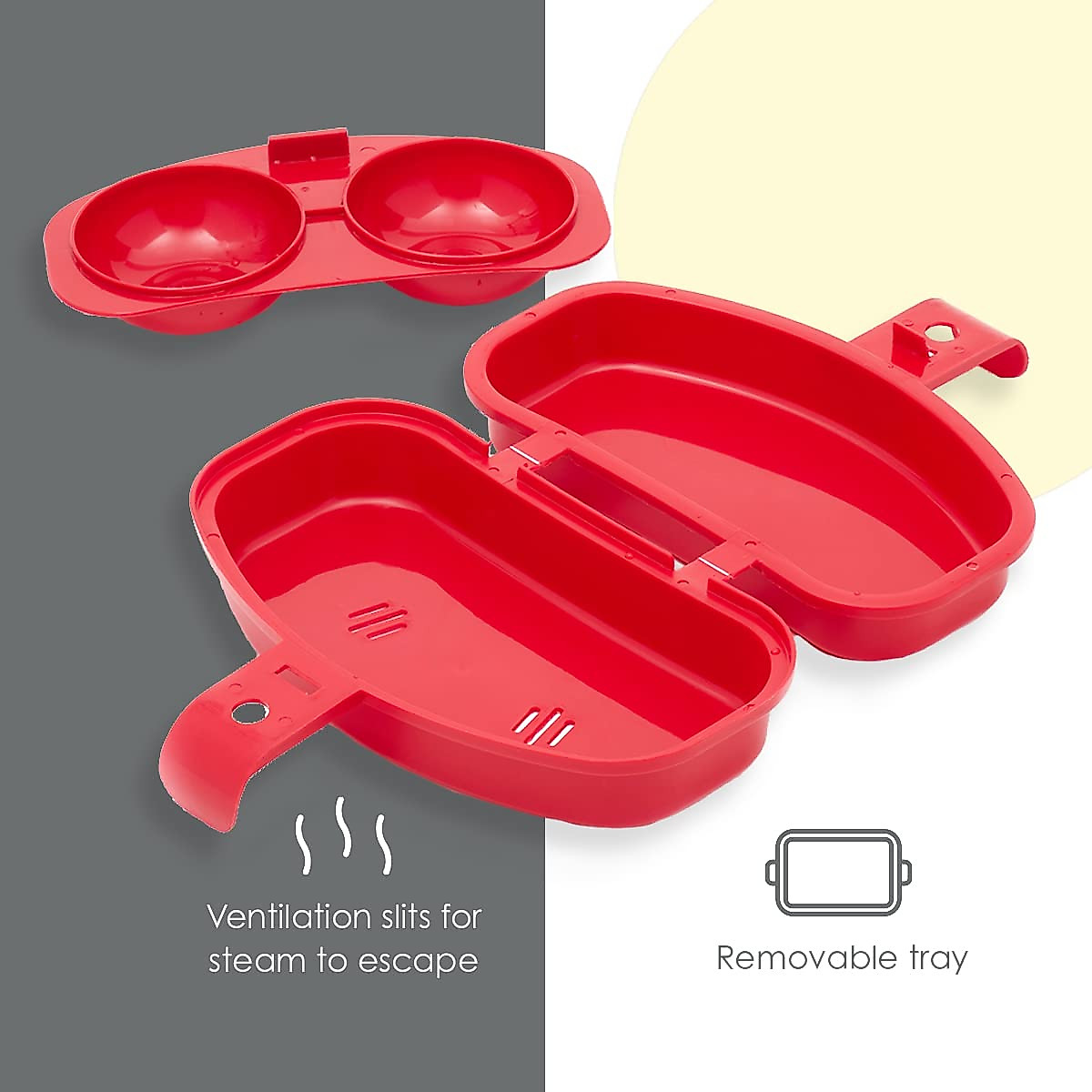 Home Basics Microwave Egg Cooker | 2 Inserts | Cook an Omelette or Individual Egg