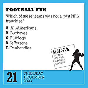 A Year of Football Trivia! Page-A-Day Calendar 2023: League Leader, Famous Firsts, Immortal Records & Dubious Distinctions