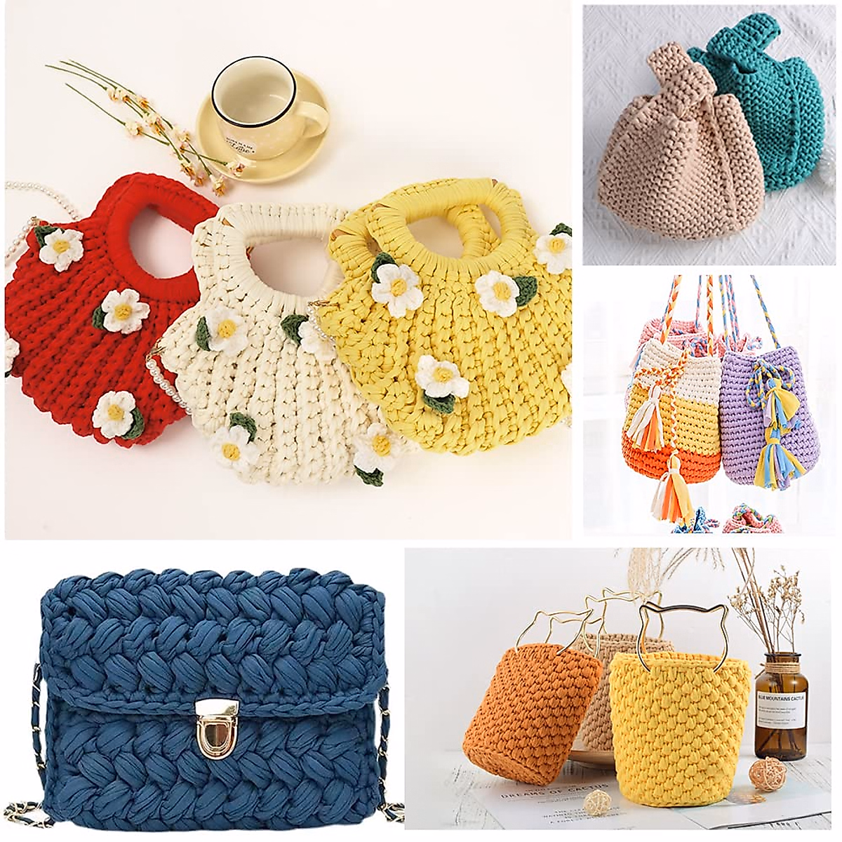 2 PCS T-Shirt Yarn Elastic Fabric Crochet Cloth Yarn for DIY Knitting, Spaghetti Yarn Thick Knitting Yarn for Hand DIY Bag Blanket Cushion Crocheting Projects,Home Decor (Pink)