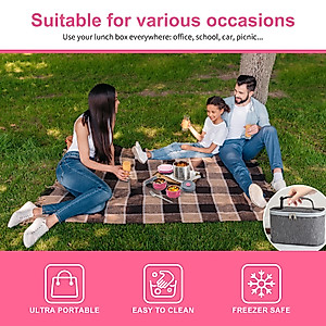 Lille Home Lunch Box Set, An Vacuum Insulated Bento/Snack Box Keeping Food Warm for 4-6 Hours, Two BPA-Free Food Containers, A Lunch Bag, A Portable Cutlery Set, Smart Diet, Weight Control (Pink)