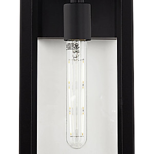 John Timberland Titan Modern Industrial Outdoor Wall Light Fixture Mystic Black Metal 17" Clear Glass Damp Rated for Exterior House Porch Patio Outside Deck Garage Yard Front Door Garden Home