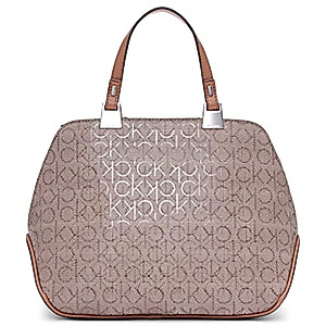 Calvin Klein Charlie Triple Compartment Dome Satchel, Almond/Taupe/Caramel