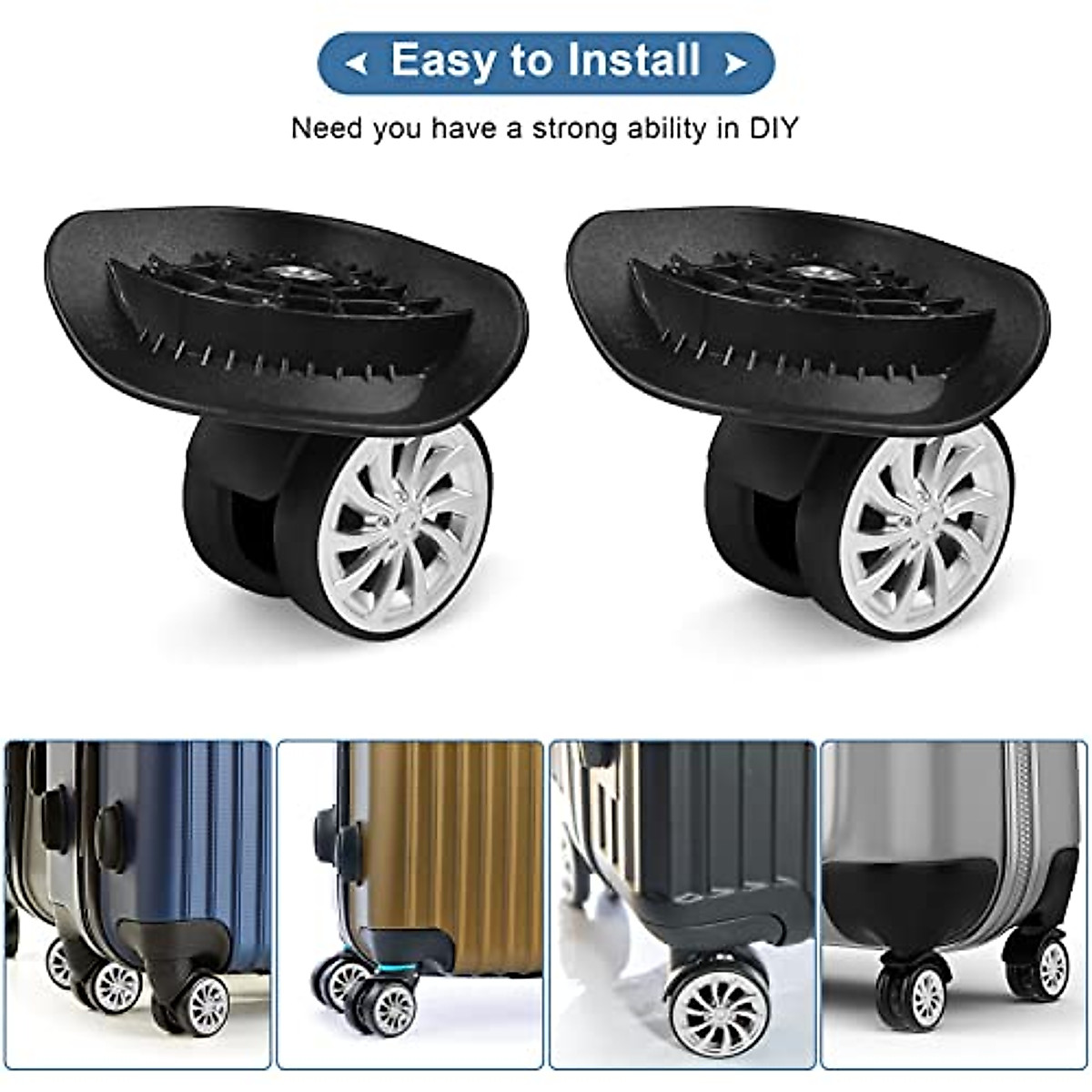YHG Luggage Swivel Wheels, Luggage Replacement Wheels, Suitcase Wheels for Luggage, Suitcase Replacing and Repairing(2pcs), No Universal Luggage Replacement Wheel