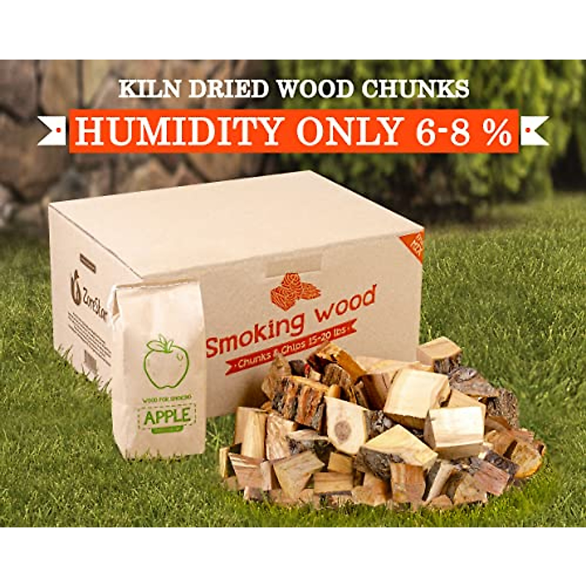 Zorestar Oak Smoker Wood Chunks and Apple Cherry (Fruit Mix) - 13-15lb