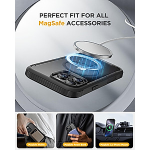 Miracase Magnetic for iPhone 16 Pro Case Full-Body Phone with Built-in Glass Screen Protector, [Compatible with MagSafe] Military Drop Proof 16 Pro Cover Bumper 6.3 inch, Black