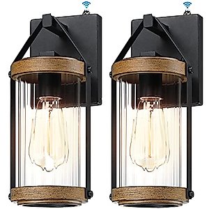 LONEDRUID 2 Pack Dusk to Dawn Outdoor Wall Light Fixtures Photocell Sensor Exterior Lantern Sconce Lighting Waterproof Outside Wall Mount Lamp for House Patio Garage Entryway Doorway