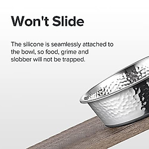 URBUDDIES 2 Pack Hammered Stainless Steel Cat Bowls, 2 Cup, Gray Bottom