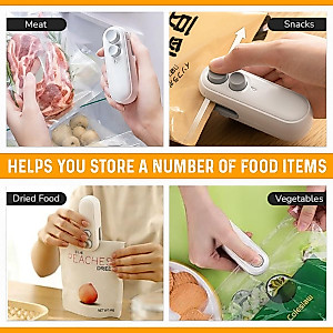 KITCHNEED'S MINI BAG SEALER, Preserve Freshness and Reduce Food Waste,2-in-1 Sealer & Cutter, Rechargeable, Quick and Easy.