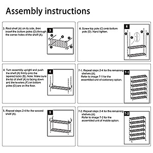 Wire Shelving Unit, Metal , with Wheels 6 Tier 2100lbs 48in L×18in W×82in H Storage Shelves Height Adjustable NSF Heavy Duty Steel Shelf Movable for Kitchen Garage Warehouse Commercial Rack, Black