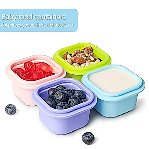Termichy Baby Food Containers, 4 Pack Leakproof Silicone Baby Food Jars with Lids, Microwave, Freezer & Dishwasher Safe, Food Storages Prefer for Daycare-No Glass (4x3OZ, Colorful)