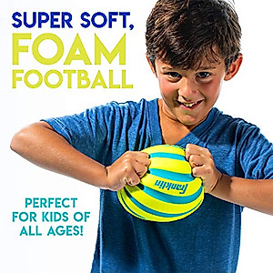 Franklin Sports Foam Football - Perfect for Practice and Backyard Play – Best for First-Time Play and Small Kids – Spiral Football - 9 inches, Yellow/Blue