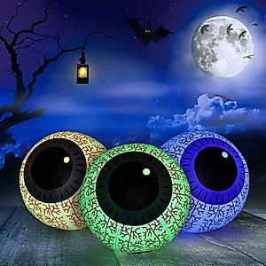 Halloween Decorations 24 inch Halloween Inflatable Ghost Eyeball with Built-in Battery Powered RGB LED Light Suitable for Indoor Outdoor Yard Party Halloween Decor with Remote Controller