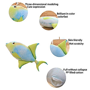 AUCOOMA 15.7" Tropical Fish Plush Toy,Fish Stuffed Animals, Soft kids Hug Pillow, Green Gift Doll Ocean Plush Decor