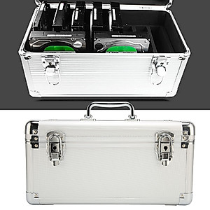 3.5in Hard Drive Box, Hard Drive Storage Box with 10 Bays, HDD Storage Box Suitcase for 3.5inch Hard Drives, Double (Silver)