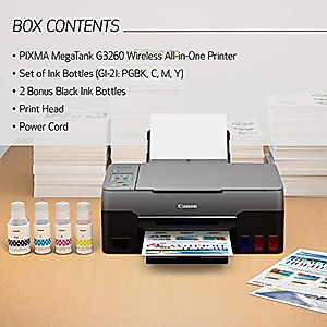 Canon G3260 All-in-One Printer | Wireless Supertank (Megatank) Printer | Copier | Scan, with Mobile Printing, Black, one Size (4468C002)