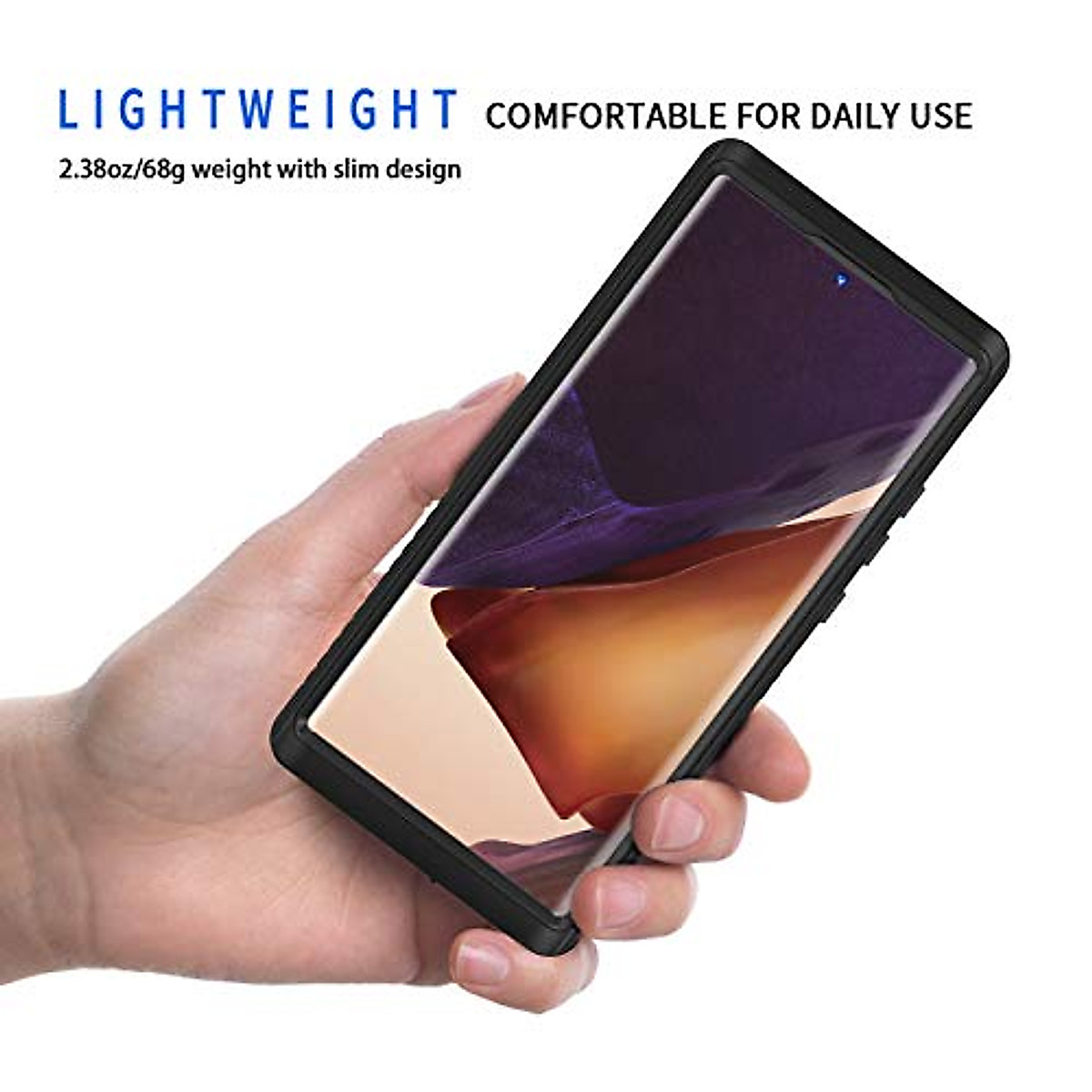 Lanhiem Galaxy Note 20 Ultra Case, IP68 Waterproof Dustproof Shockproof Case with Built-in Screen Protector, Full Body Sealed Underwater Protective Cover for Samsung Note 20 Ultra 6.9 inch, Black