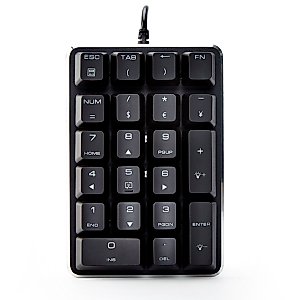 Qisan Mechanical Gaming Numeric Keypad/Keyboard 21 Keys Mini Numpad with Cherry MX Brown Switches White Backlight for iMac/MacBook - Black, Magicfore