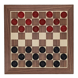 WE Games Old School Red and Black Wooden Checkers Set -12 in.