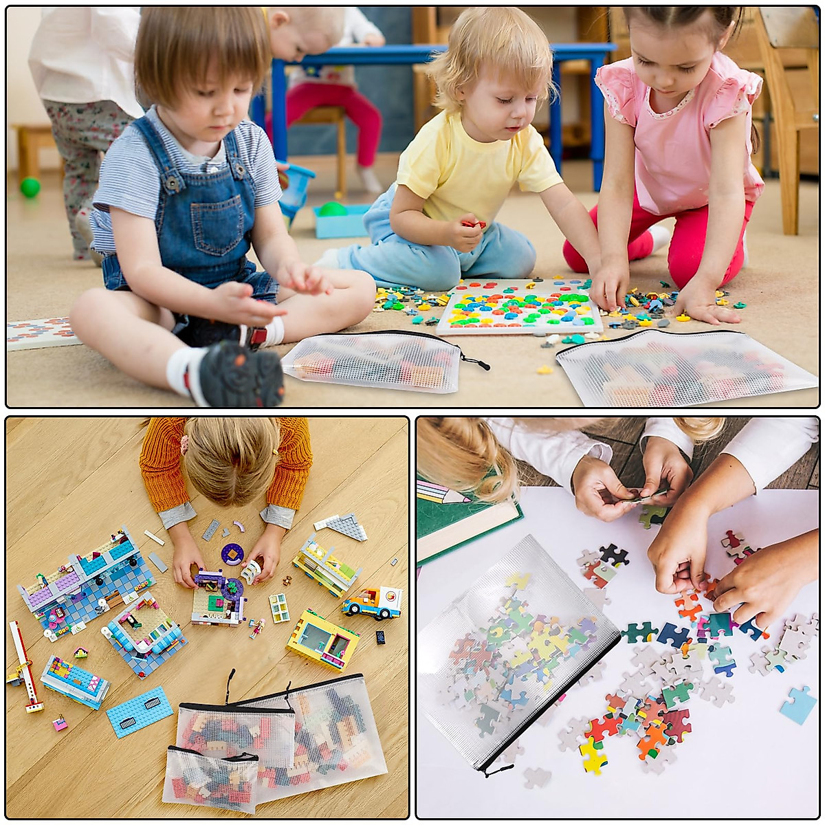 25pcs Multisize Mesh Zipper Pouch Bags, Waterproof Zipper Bags, 8 Sizes Waterproof Plastic Document Pouch, Bags for Travel Storage, Office Supply and Home Organize