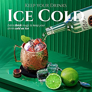 B. WEISS Premium Moscow Mule Mugs Set of 4 with Bonus Accessories - 100% Real Copper cups, Handcrafted, 16 oz - Includes Copper Straws, Jigger, and Coasters -Gift for Any Occasion - Food Safe