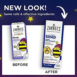 Zarbee's Kids Sleep Supplement Liquid with 1mg Melatonin; Drug-Free & Effective; Easy to Take Natural Berry Flavor for Children Ages 3 and Up; 1 Fl Oz Bottle