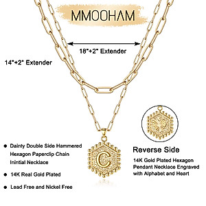 M MOOHAM Gold Layering Initial Necklaces for Women - Statement Necklace Letter Initial C Necklace Choker Dainty Layered Necklaces for Women