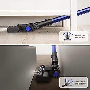 FirstLove Cordless Vacuum Cleaner - High Suction Stick with Up to 45 Mins Runtime, Removable Rechargeable Battery, 6 in 1 Lightweight for Carpet and Hard Floor Pet Hair, Navy, (E17)