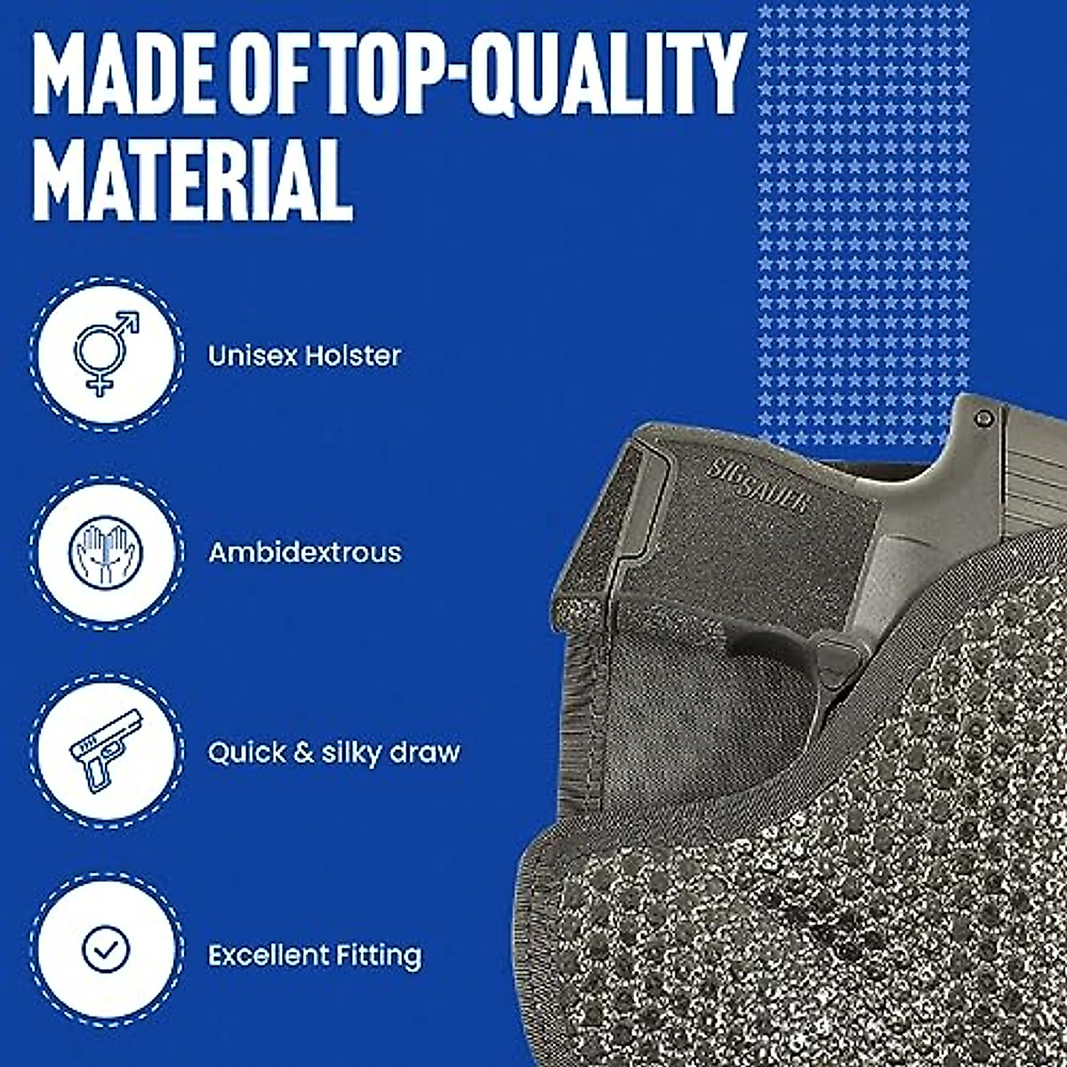 DeSantis Superfly Gun Holster, Made with Sticky Rubberized Fabric, Reversible and Removable Outer Flap, Unisex Pocket Holster, Ambidextrous, Fits SIG P365, P365 SAS, P365 W/Safety, Black