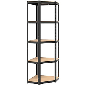 5 Tier Corner Shelf,Storage Shelf Units with a Reinforcement Bar,165.3 lb Loading Capacity per Shelf,Adjustable Storage Rack for Kitchen,Laundry Room, Basement, Bathroom 21.7"x21.7"x67.7" Anthracite