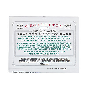 J·R·LIGGETT'S All-Natural Shampoo Bar, Jojoba & Peppermint Formula-Supports Strong & Healthy Hair-Nourish Follicles with Antioxidants & Vitamins-Detergent and Sulfate-Free, Set of Three,3.5 Ounce Bars