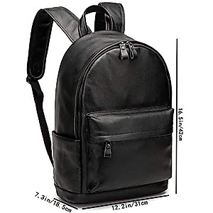 CPJ Genuine Leather Backpack Fits 15.6" Laptop Casual Daypack Schoolbag for Boys & Girls