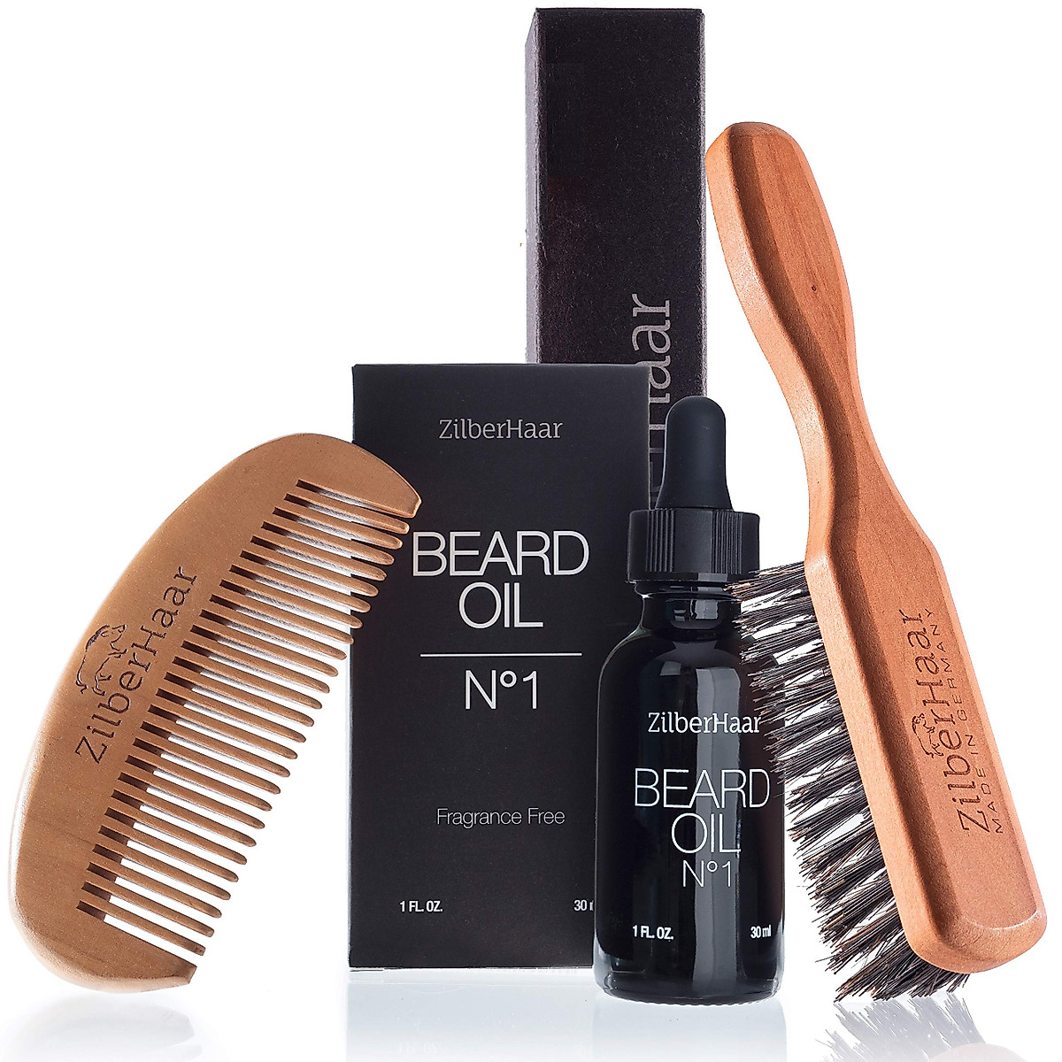 ZilberHaar Beard Oil + Beard Brush + Beard Comb bundle