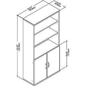 Bush Business Furniture Studio C 5 Shelf Bookcase with Doors in Storm Gray