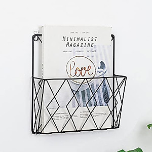 WskLinft Wall Shelf Modern Fashion Space-Saving Wall Mounted Book Magazines Storage Organization Rack for Home Decor (Black)