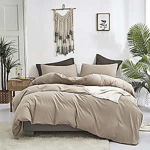 Cottonight Cream Coffee Comforter Set Queen Khaki Bedding Comforter Set Full Dark Champagne Solid Blanket Quilts Cream Khaki Modern Soft Breathable Taupe 3 Piece Light Coffee Bedding Set For Queen Bed