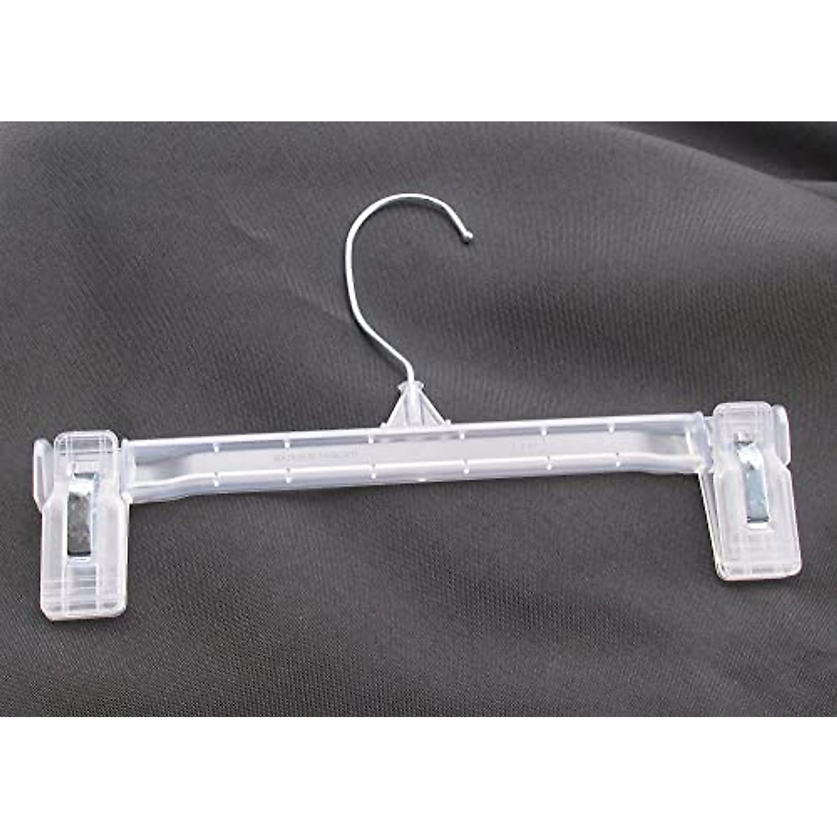 NAHANCO 6010 Plastic Skirt/Pant Hanger with Pinch Grips, Metal Swivel Hook, 10", Clear (Pack of 200)