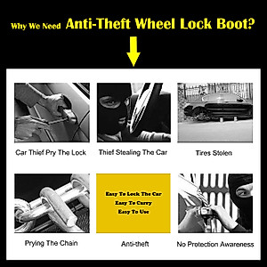 ALAVENTE Car Wheel Locks, 2pcs Wheel Lock Heavy-Duty Anti Theft Parking Wheel Lock Car Parking Wheel Lock