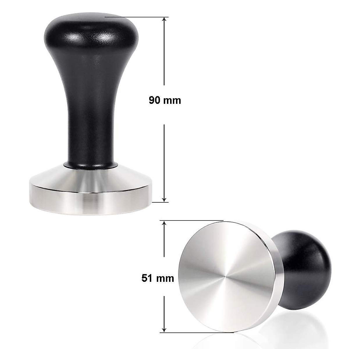 Etime 51mm Coffee Tamper Calibrated Tamper Coffee Press Tool Tamper Espresso Tamper with 100% Stainless Steel Base & Die-cast Aluminum Handle Pressure Flat Base Tampers