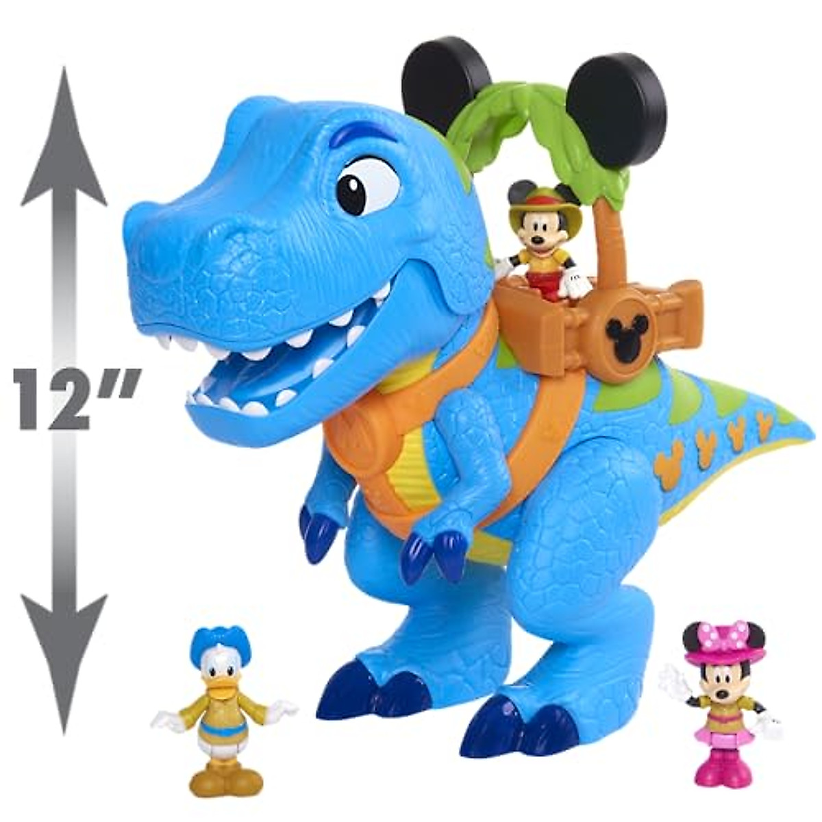 Disney Junior Mickey Mouse Funhouse Roarin' Safari Dino, 4-piece Figures and Playset, Dinosaur, Kids Toys for Ages 3 Up by Just Play