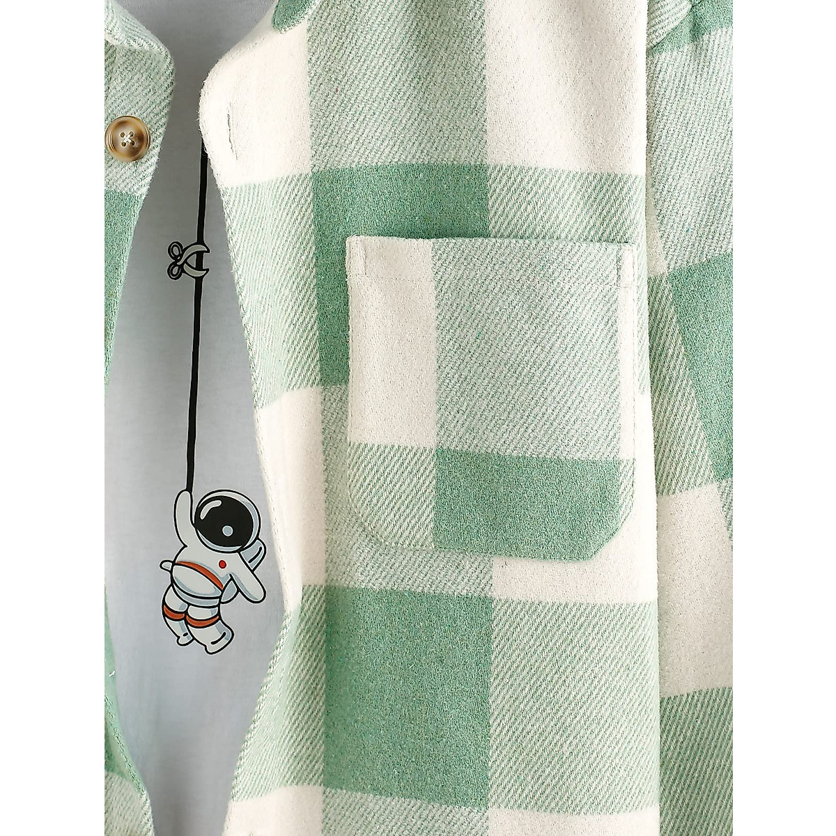 ZAFUL Men's Plaids Shirt Long Sleeve Button Down Lightweight Flannel Jacket Casual Shirt Shacket Classic Flannel Shirts(Plaid-Light Green,M)