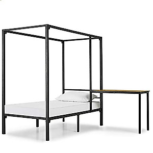 Zinus Kenn Canopy Bed Frame with Desk for students, Twin