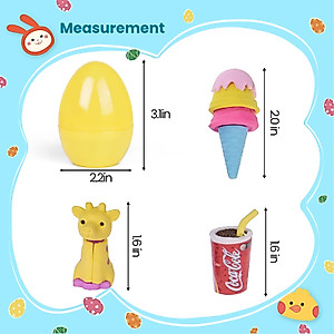 FUN LITTLE TOYS Erasers with Easter Eggs Cute Mini Animals Food Puzzle Erasers for Kids Bulk Fillers Inside Toys