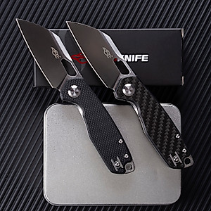 Firebird GANZO FH924-CF Ball Bearing Pocket Folding Knife Wharncliffe D2 Steel Blade G10 Anti-Slip Handle with Clip Camping Hunting Fishing Folder Outdoor EDC Pocket Knife (Carbon Fiber Black)