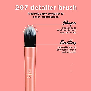 Real Techniques Flawless Base Brush Set With Ultra Plush Custom Cut Synthetic Bristles and Extended Aluminum Ferrules to Build Coverage for Every Makeup Application Need, Orange, 5 Piece