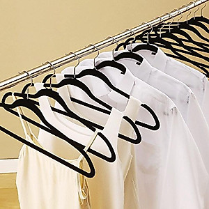 Yaheetech Non-Slip Velvet Hangers - Standard Hangers - Ultra Thin Space Saving Clothes Hangers 360° Swivel Hook for Coats, Jackets, Pants, and Dress Clothes, Black (200-pack)