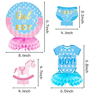 OSNIE 12 Pcs Baby Gender Reveal Honeycomb Centerpieces Table Toppers Blue and Pink Gender Reveal Party Decorations Supplies for Unisex He or She Boy or Girl Baby Shower Pregnancy Announcements Decor